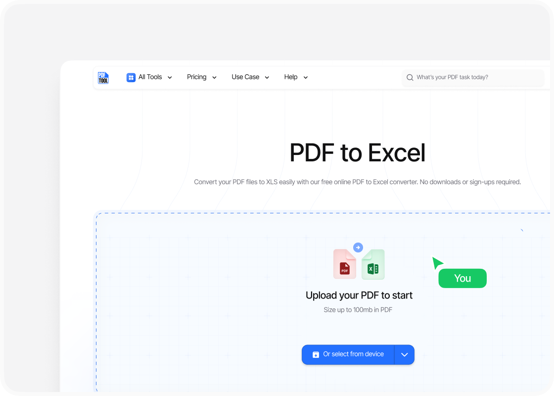 Free Online PDF to Excel Converter - PDFTool.io